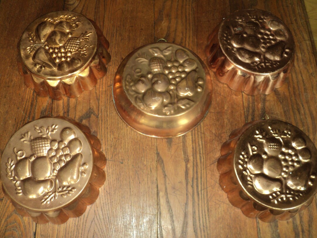 5 SOLID COPPER MOLDS, an Instant Collection of Four (4) Matching Molds ...