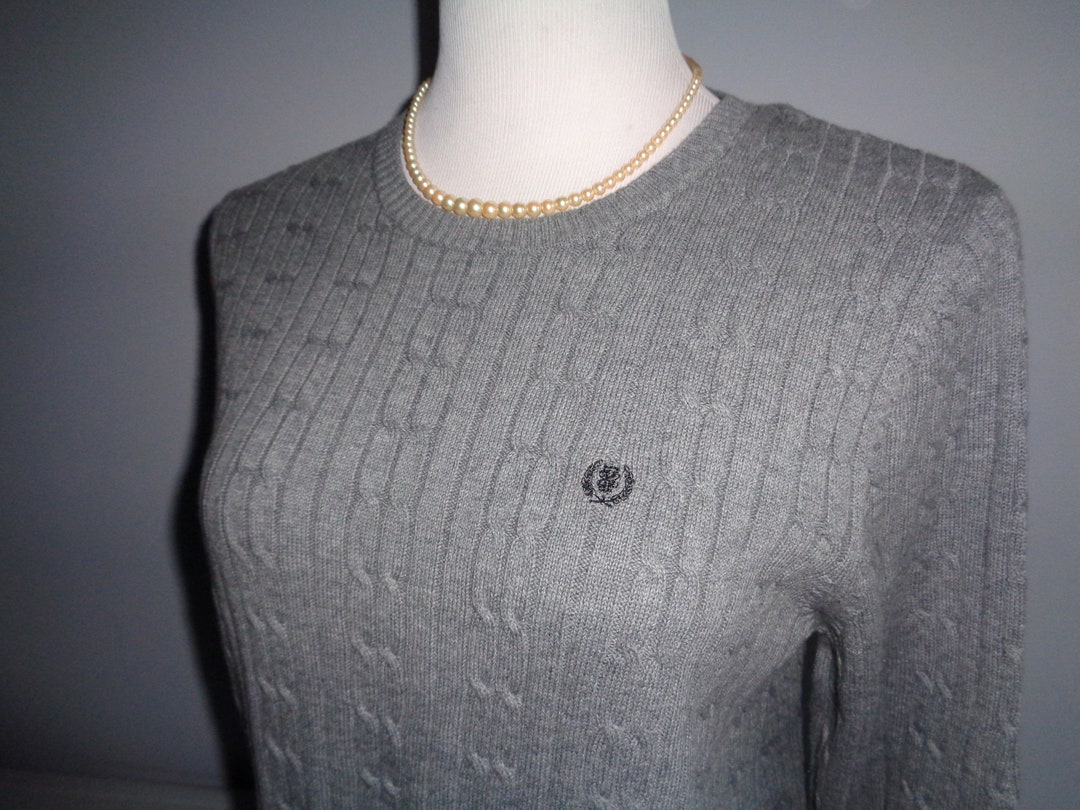 Vintage IZOD Brand Label Ladies Size Large 100% Grey Cotton Pullover ...