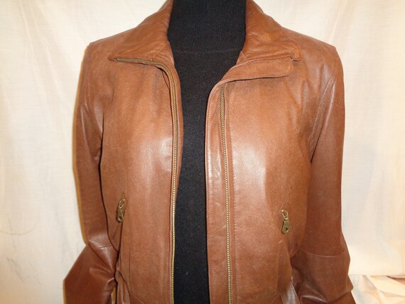 Vintage 1985 Fitted Wilsons Brand Brown Leather Zippe… - Gem