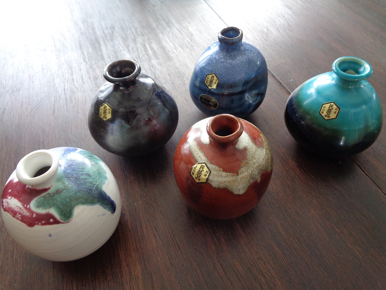 Vintage Japanese Pottery Collection of Five Miniature Vases in - Etsy