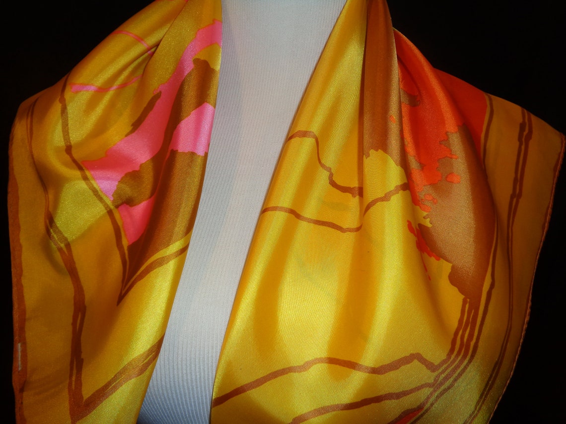 Vintage Colorful Scarf in an Explosion of Abstract Design in Warm ...