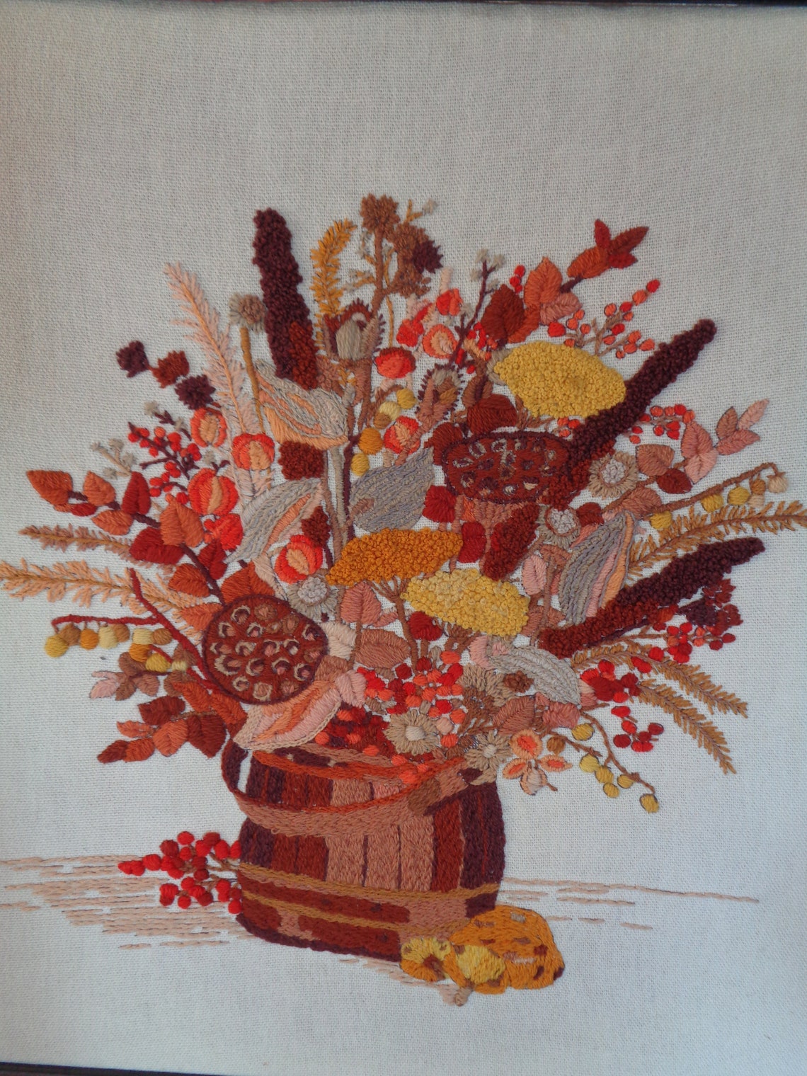 Vintage Hand Sewn Crewel Embroidered Tapestry in an Autumn - Etsy