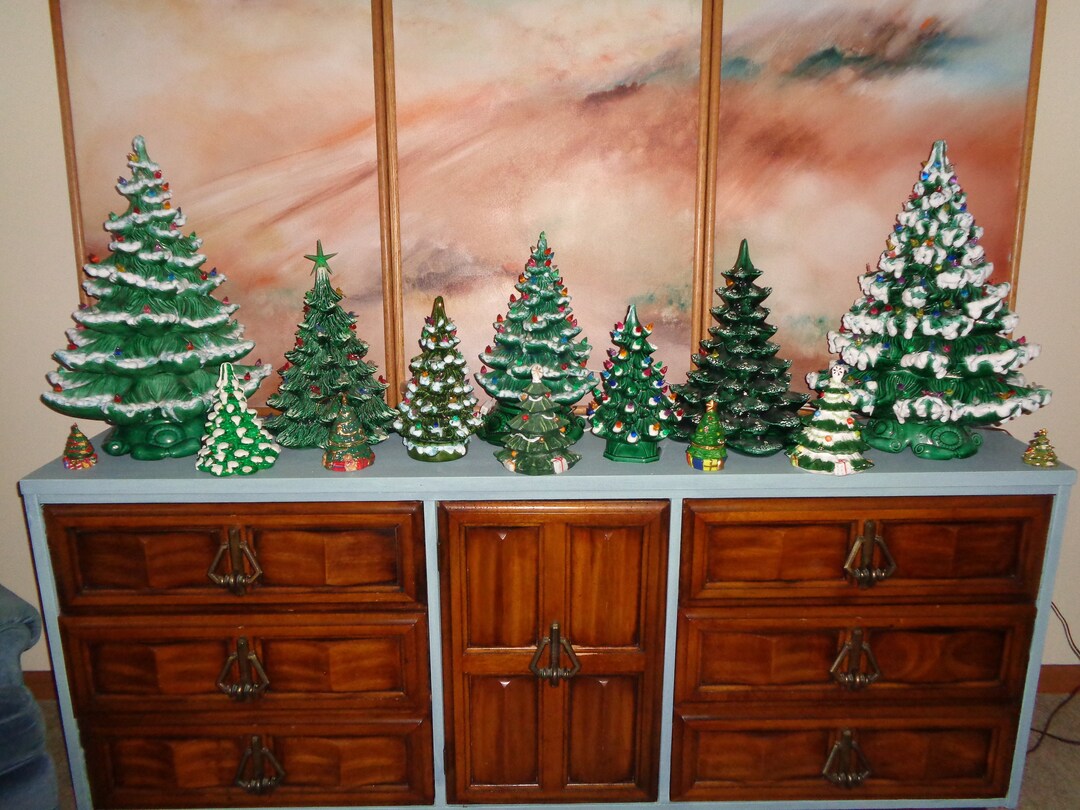 A LOT OF Vintage Green Ceramic Christmas Trees, A Curated Collection ...