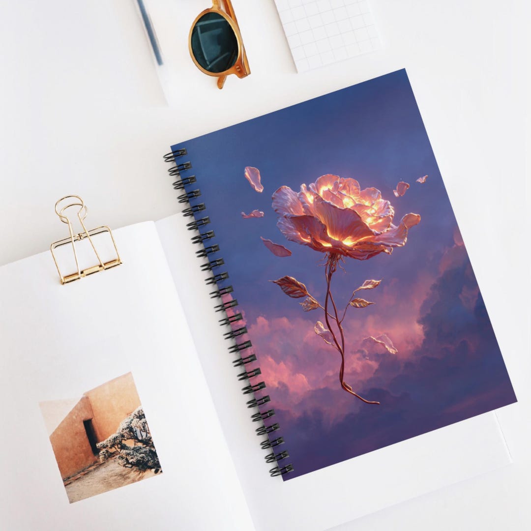 Skyborn Rose Bloom Spiral Notebook, Ruled Line Journal, Artistic ...