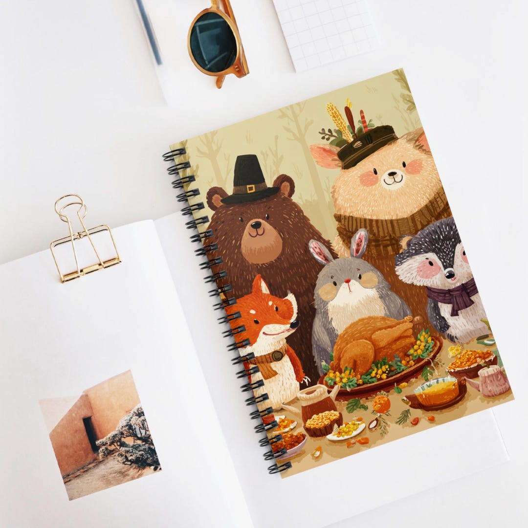 Woodland Feast Animals Spiral Notebook, Ruled Line Journal, Artistic ...