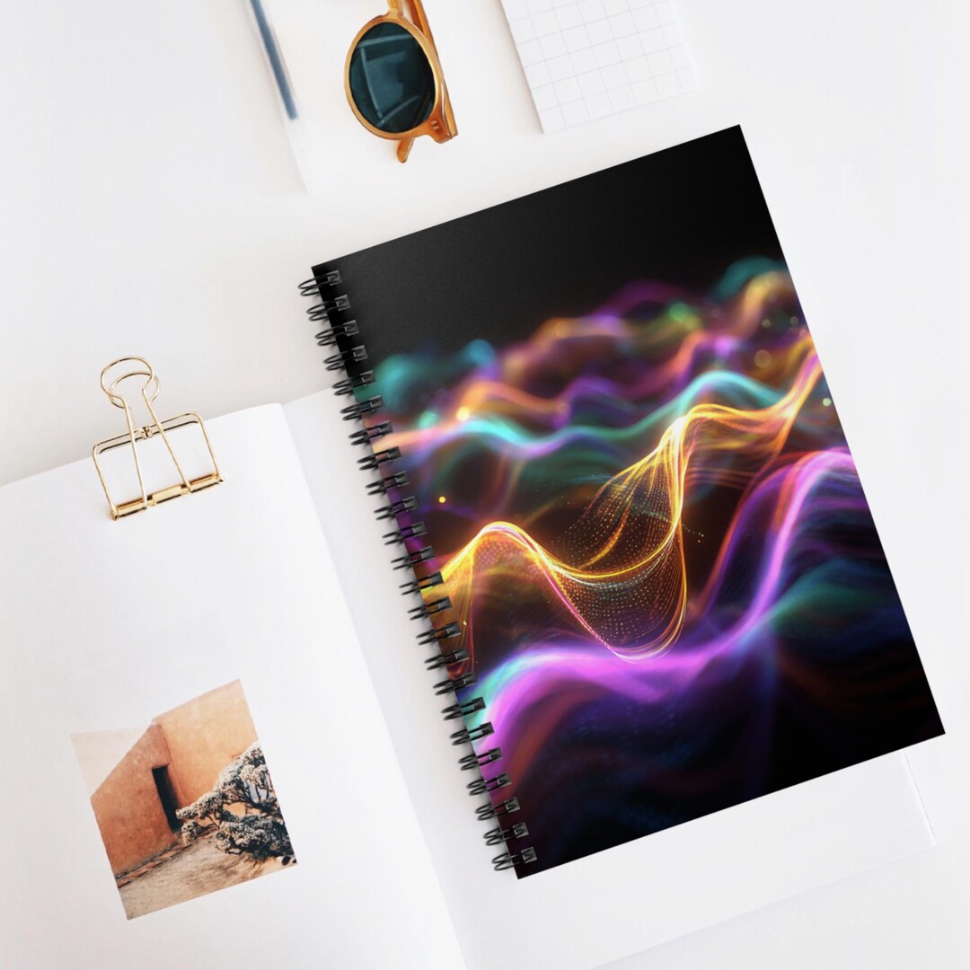Fractal Horizon Waves Spiral Notebook, Ruled Journal, Artistic ...