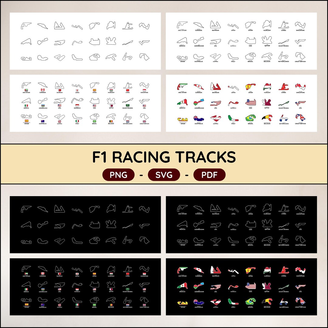 F1 Track 2026 SVG Bundle: Formula 1 Circuits, Svg, Pdf & Png Files ...
