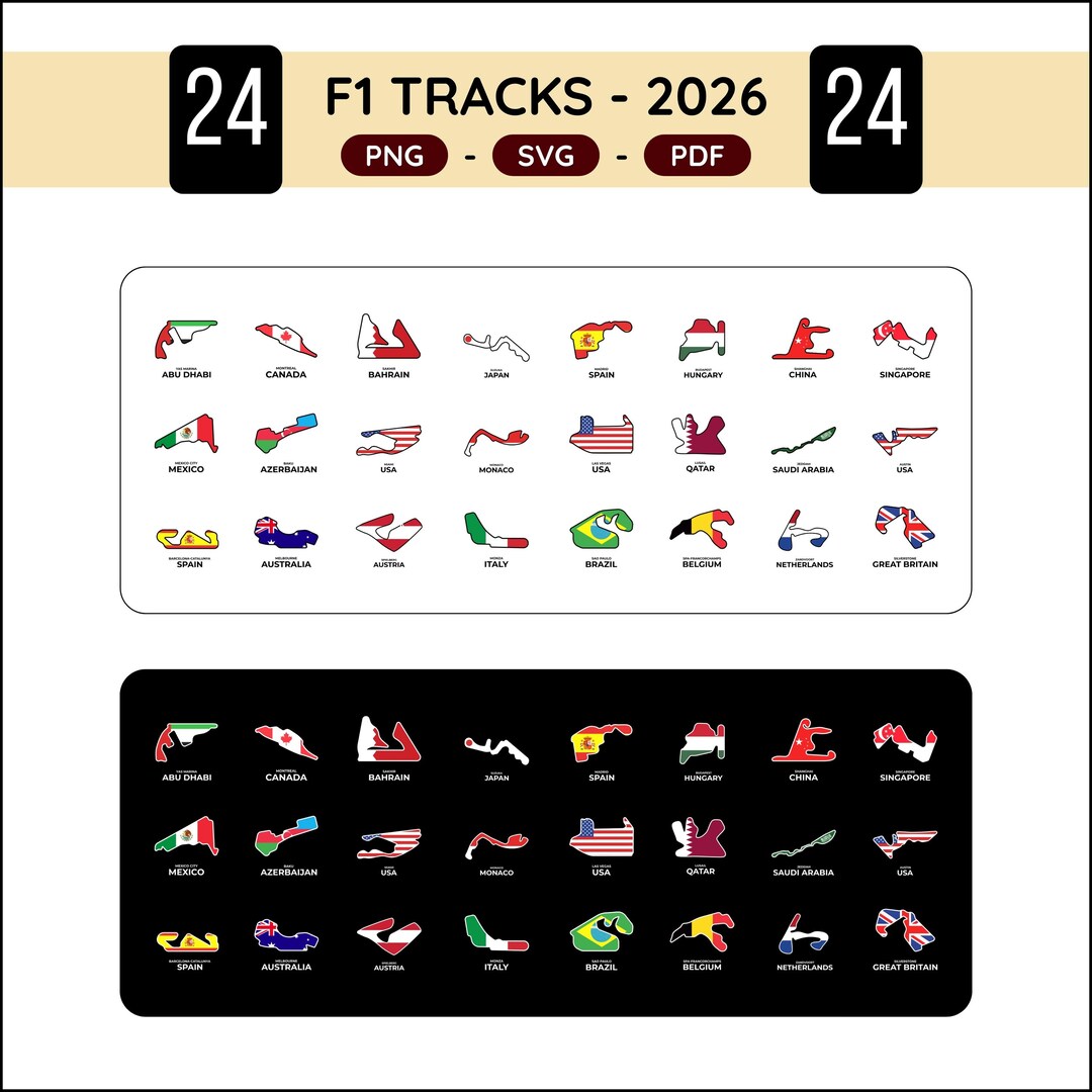 F1 Track 2026 SVG Bundle: Formula 1 Circuit, Svg, Pdf & Png Files ...