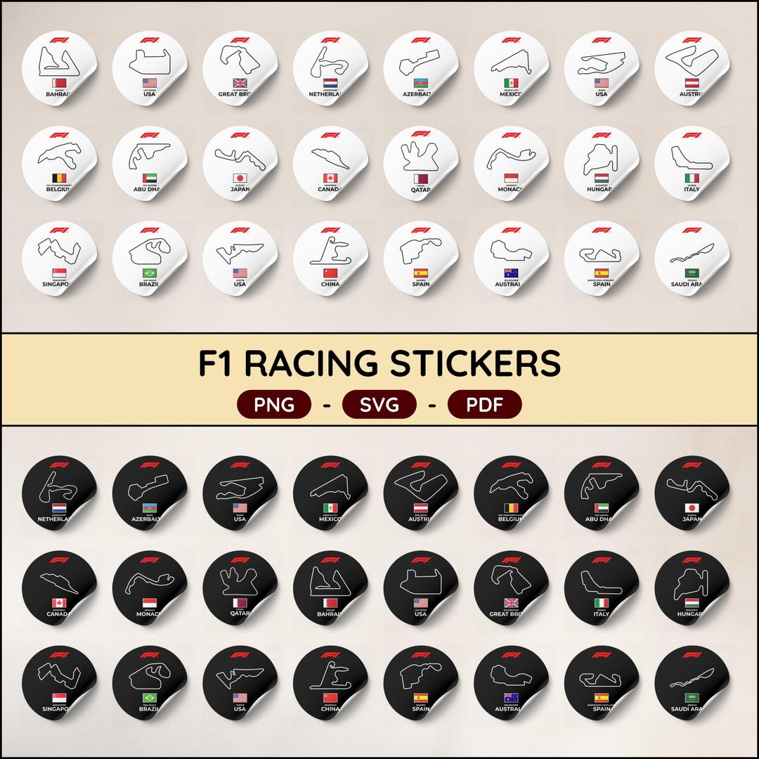 All 2026 F1 Racing Track Stickers : 2.75x2.75 Inches PDF, SVG & PNG ...