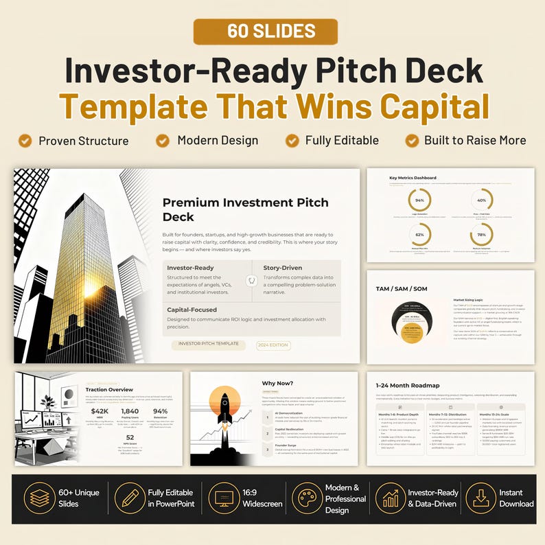 Investor Pitch Deck Template Canva, Startup Pitch Deck, Business Plan ...