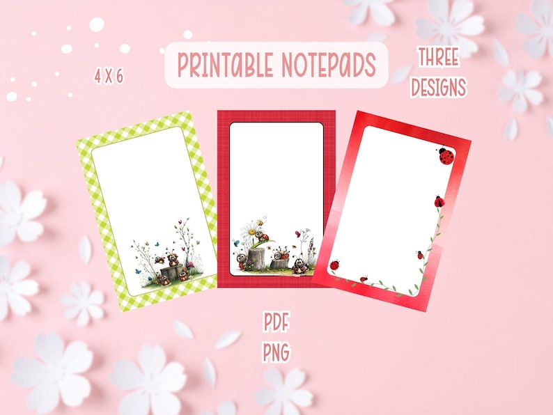 Ladybug Notepad Printable Bundle | Cute Ladybugs Printable Stationery ...