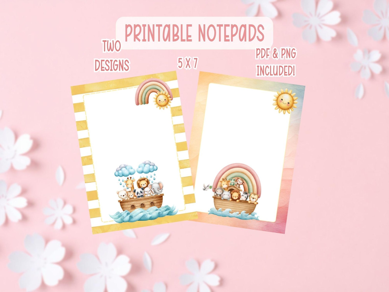 Noah's Ark Printable Notepad | Noah's Ark Stationery | Ark Printable ...