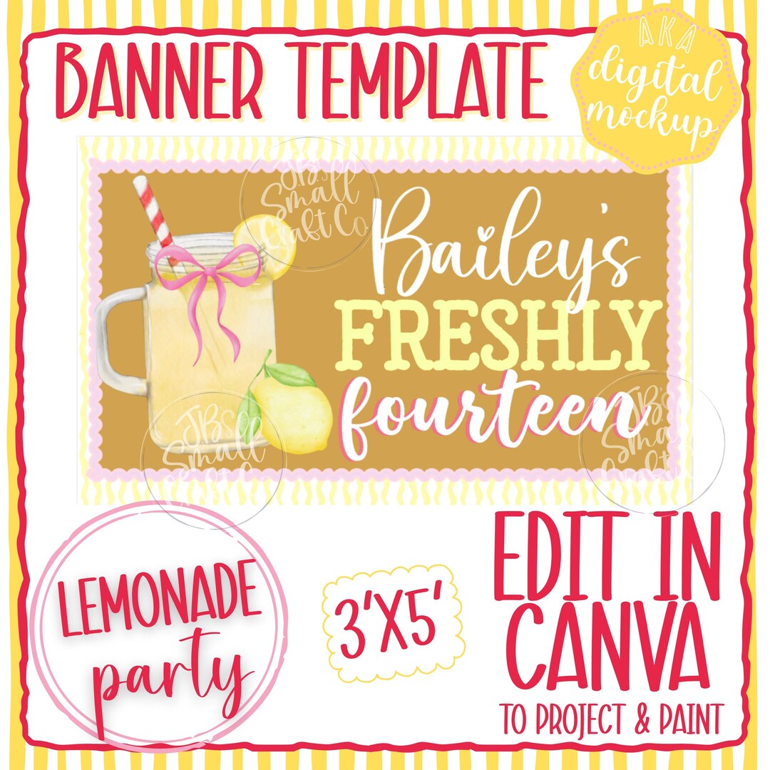 Lemonade Party Digital Banner Template/mockup for Canva - Banner ...