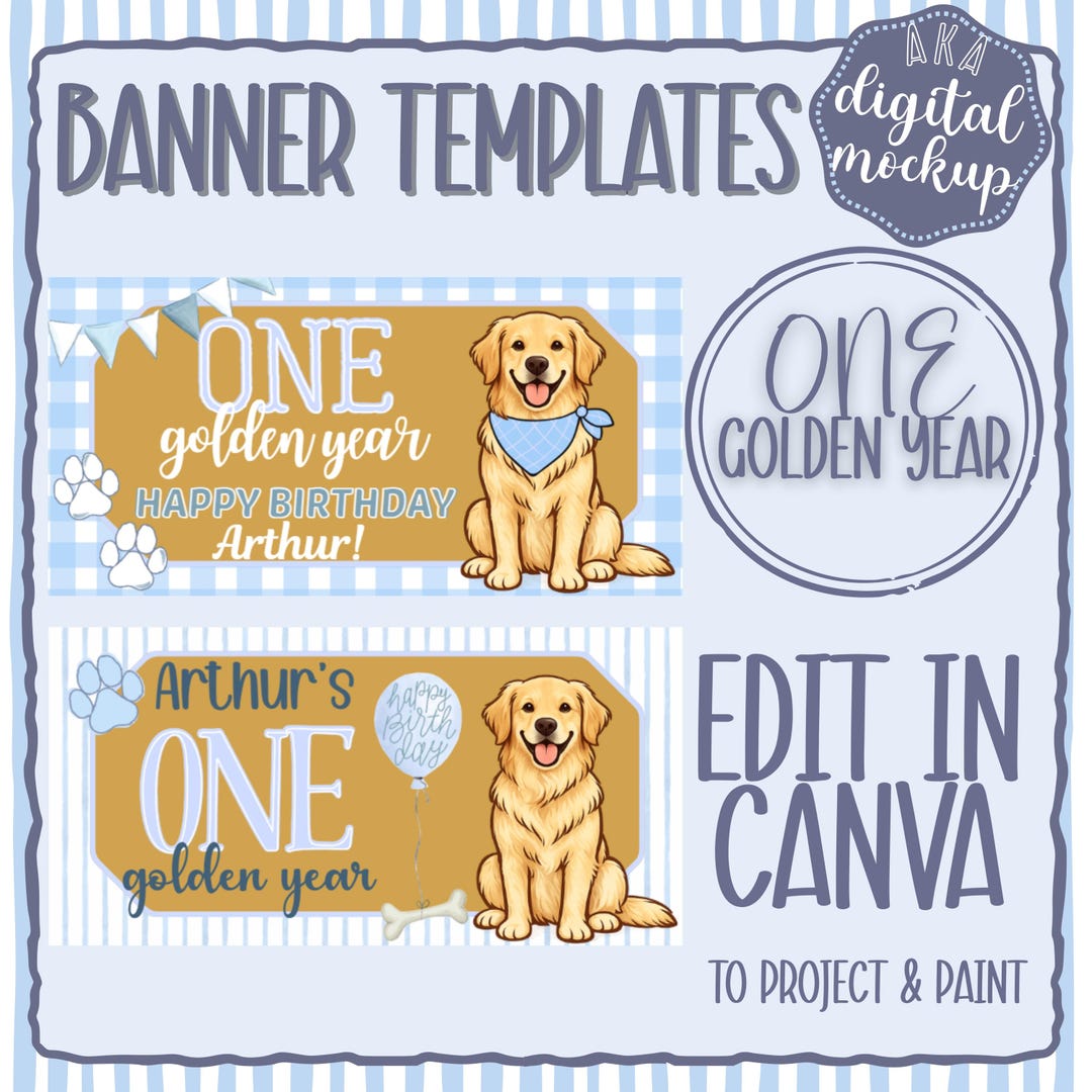 Editable Birthday Banner Template - ONE GOLDEN BIRTHDAY - Banner Mockup ...