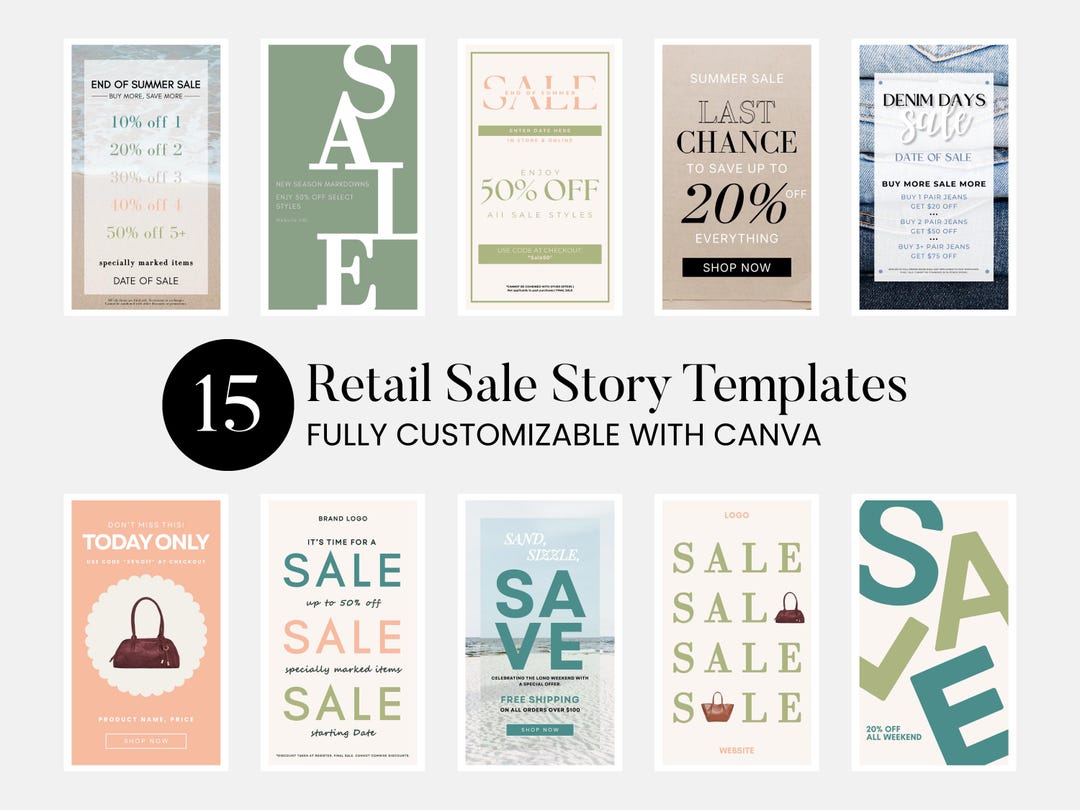 Pastel Boutique Instagram Story Sale Templates | 15 Editable Canva ...