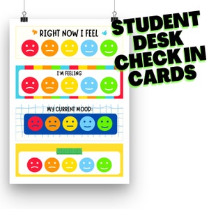 Student Desk Cards Check in Printable - Feeling Scale Emotional Check ...