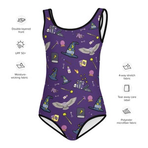 Magic Wizard Swimsuit - Girls Magic Wizard Wand, Potions & Spells Books ...