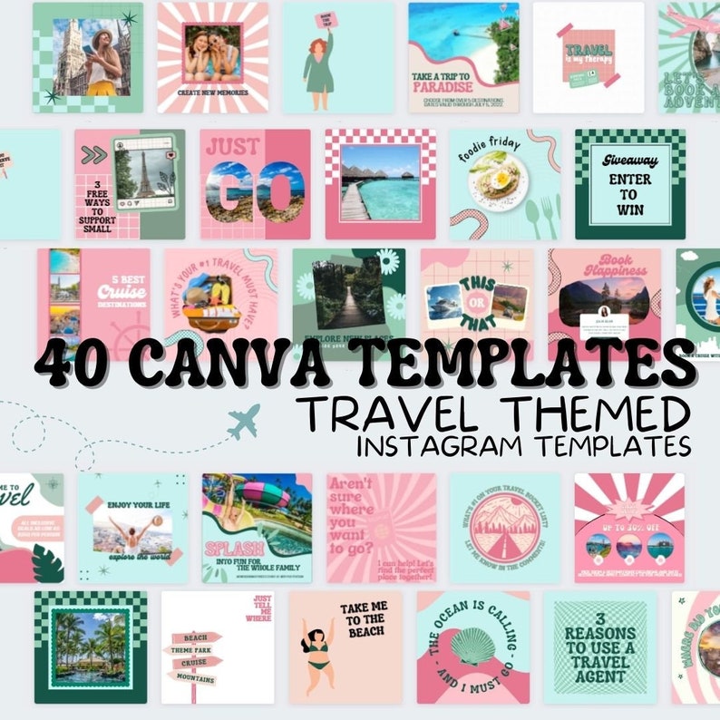Travel Agent Instagram Post Canva Template 40 Editable - Etsy