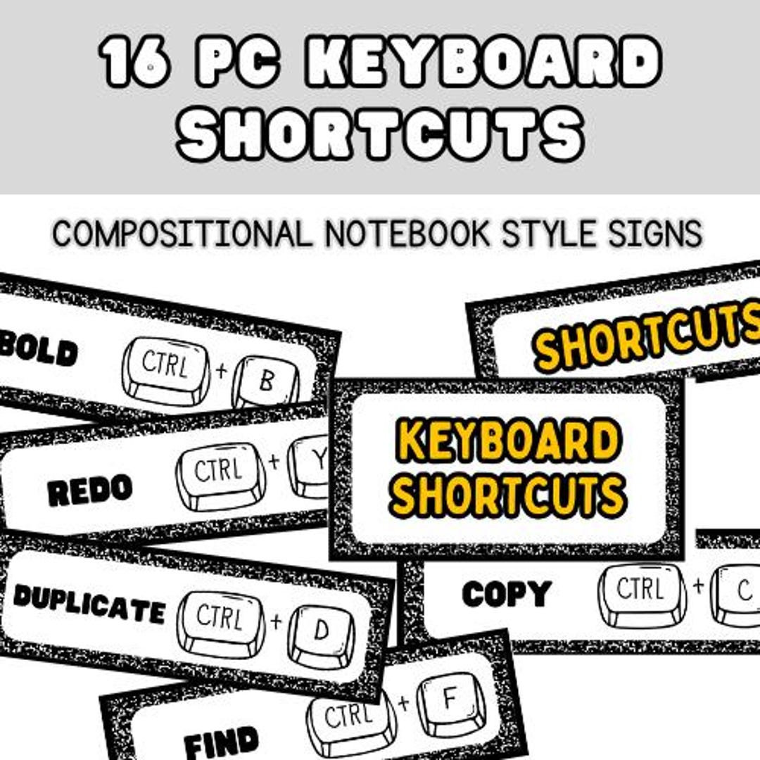 16 PC Keyboard Shortcut Signs - STEAM Classroom Technology Word Wall ...