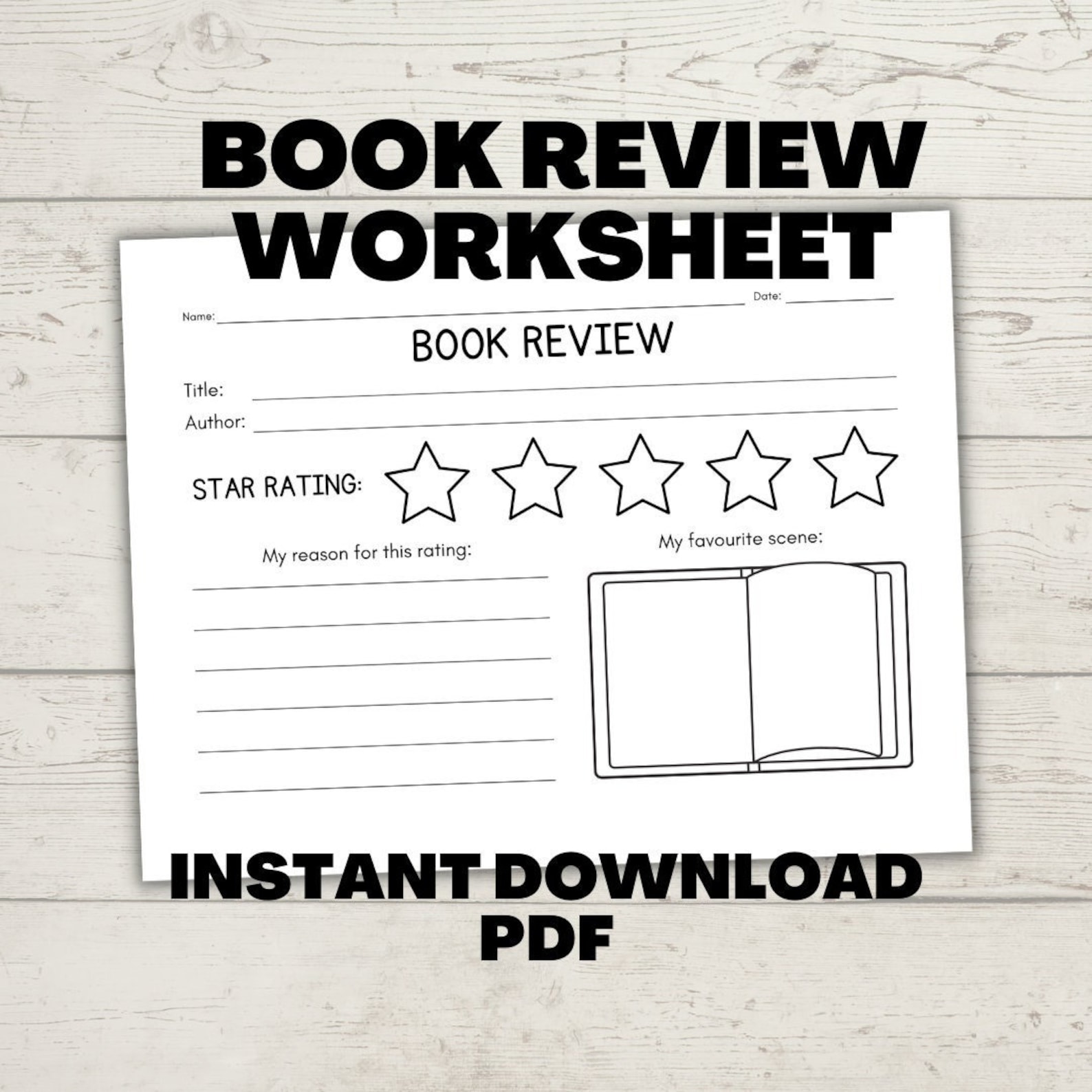 Book Review Worksheet - Book Report Instant Download PDF - Library ...