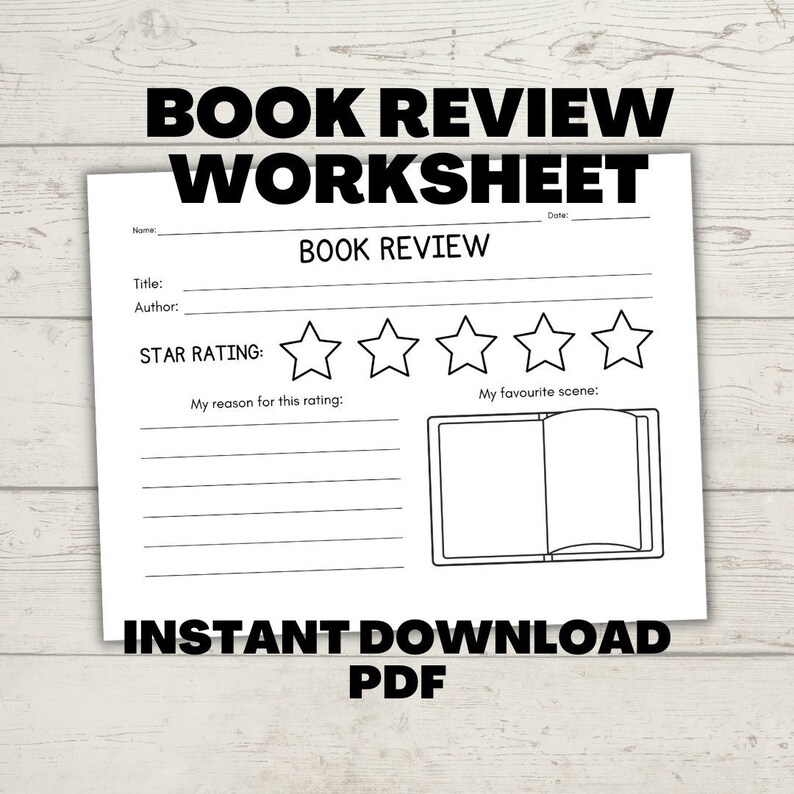 Book Review Worksheet - Book Report Instant Download PDF - Library ...