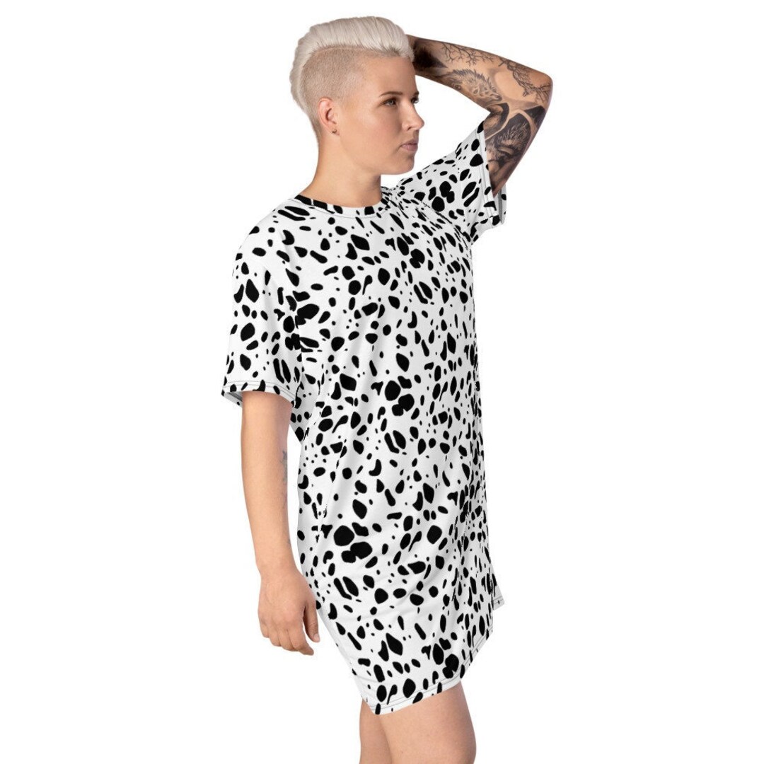 Dalmatian Spots Tshirt Dress - Extended Sizes 2xs-6xl Shirt Dress With ...