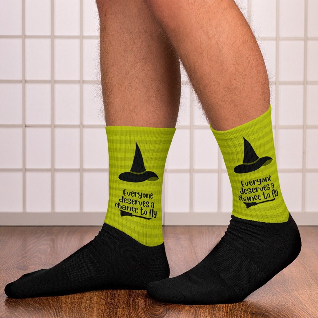 Wicked Socks "everyone Deserves A Chance to Fly" - Witches Broom Quote ...