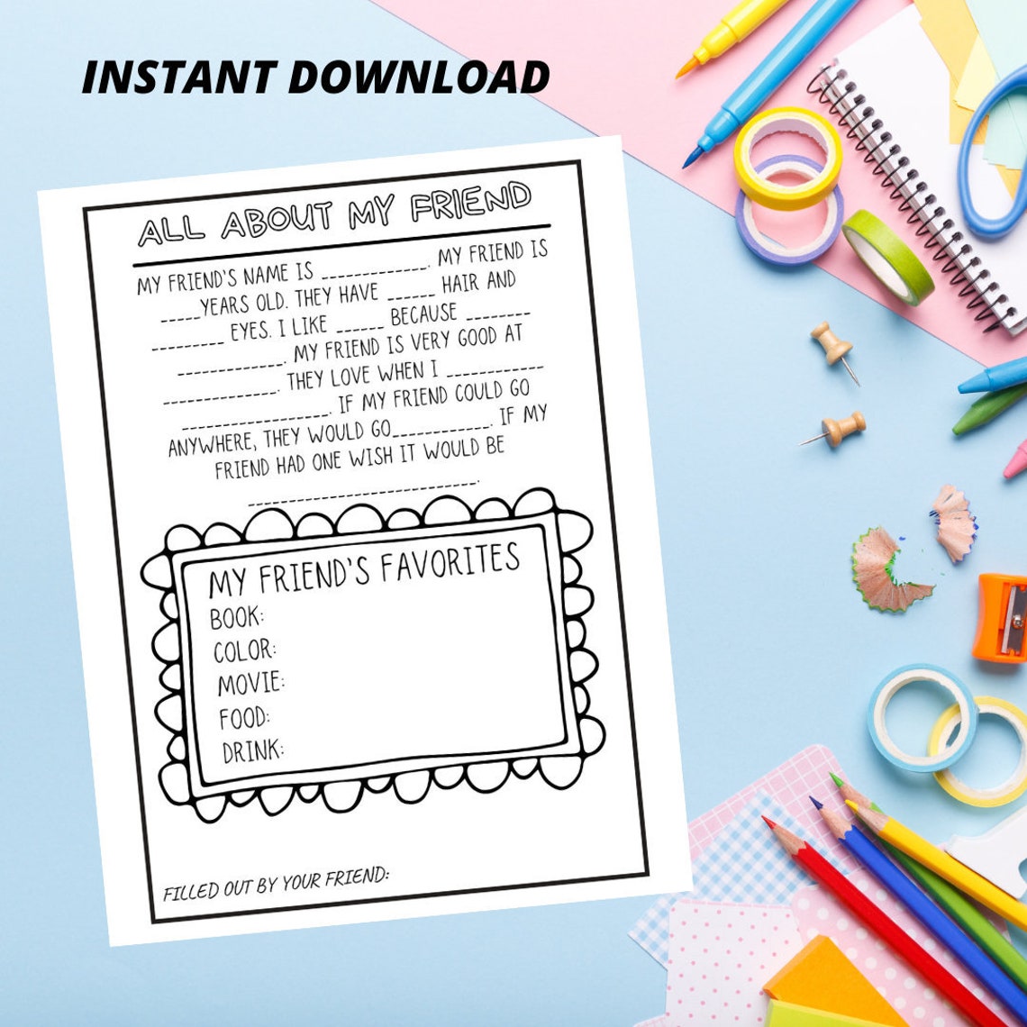 All About My Friend - Get to Know Classmates Activity - Back to School ...