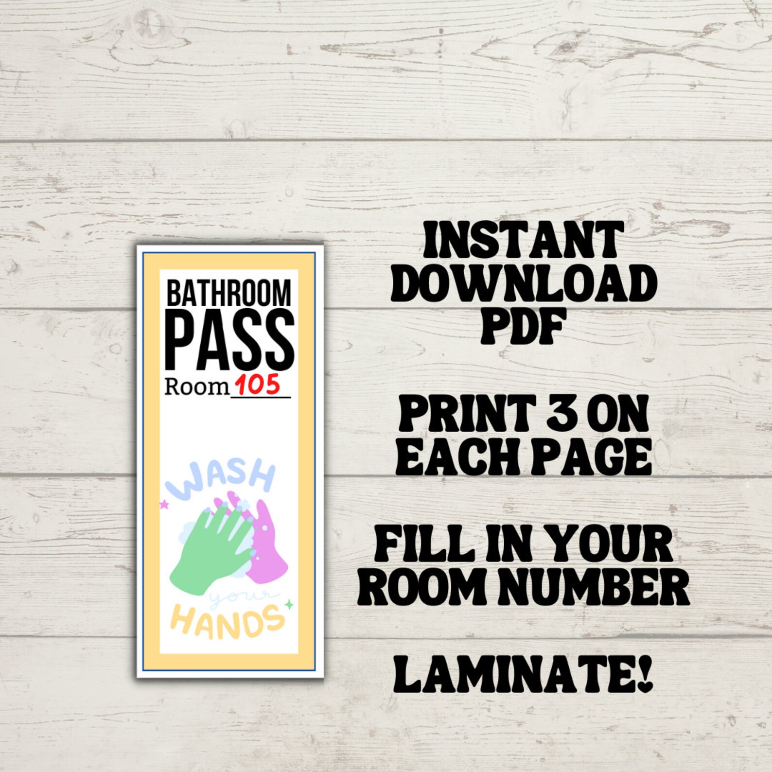 Student Hall Pass Instant Download PDF Teacher Resources - Etsy