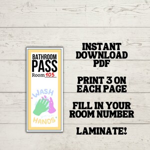Student Hall Pass Instant Download PDF - Teacher Resources - Class Hall ...