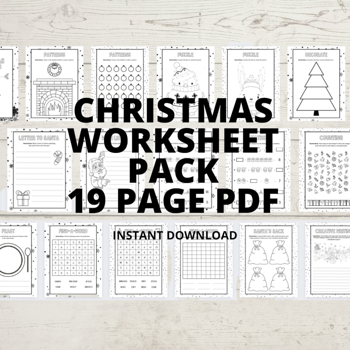 Christmas Worksheets PDF Instant Download Xmas Activity Pack Holiday ...