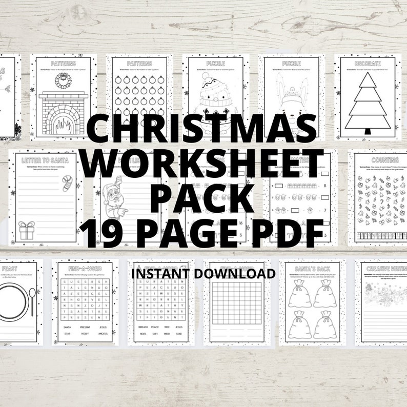 Christmas Worksheets PDF Instant Download Xmas Activity Pack Holiday ...