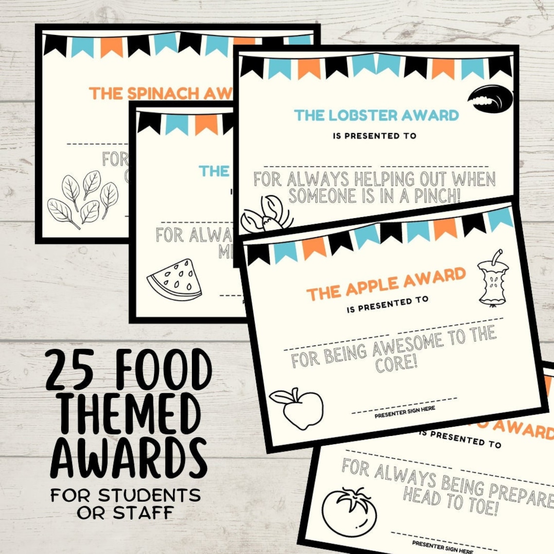 Food Awards Certificates for Staff or Students - 25 Class Awards ...