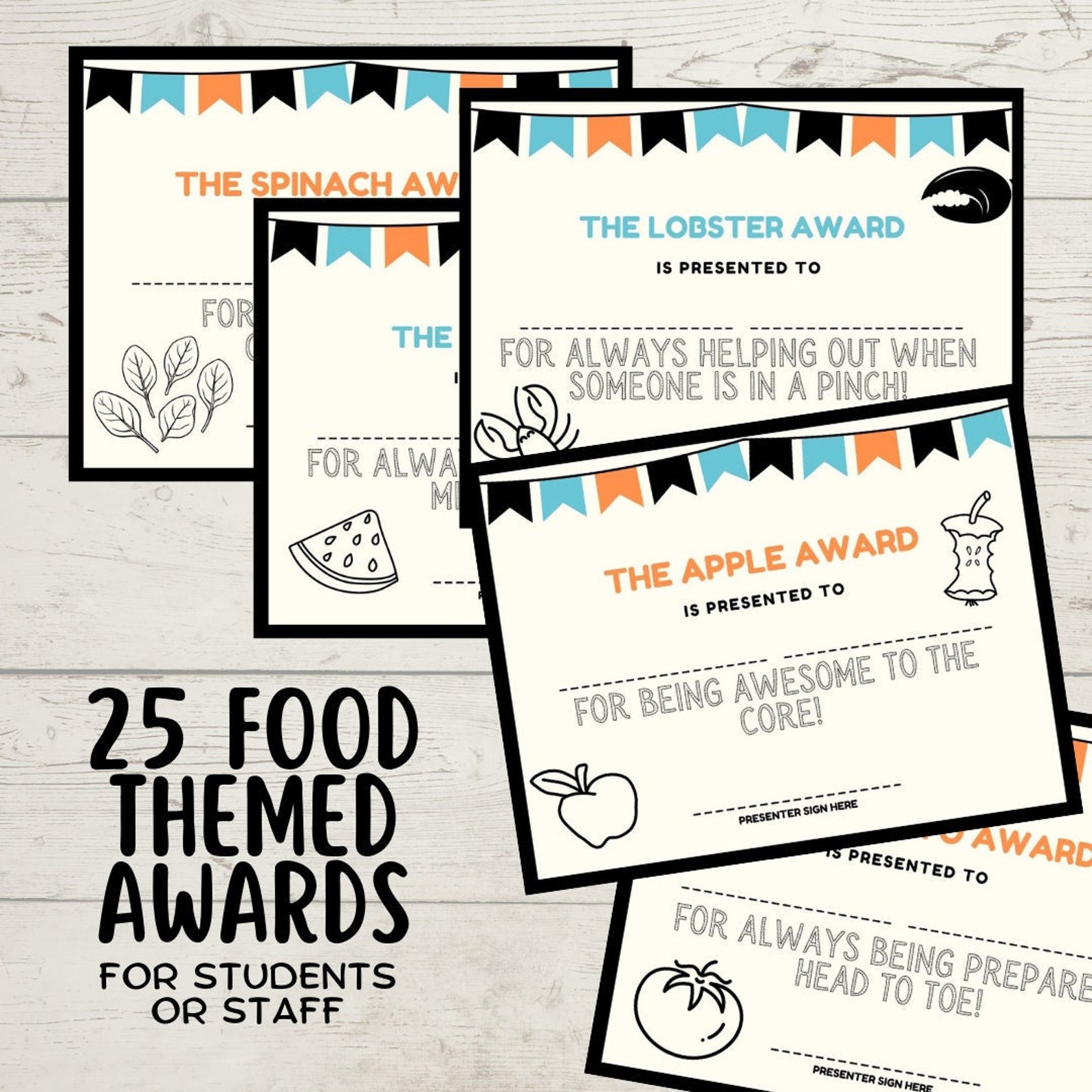 Food Awards Certificates for Staff or Students - 25 Class Awards ...