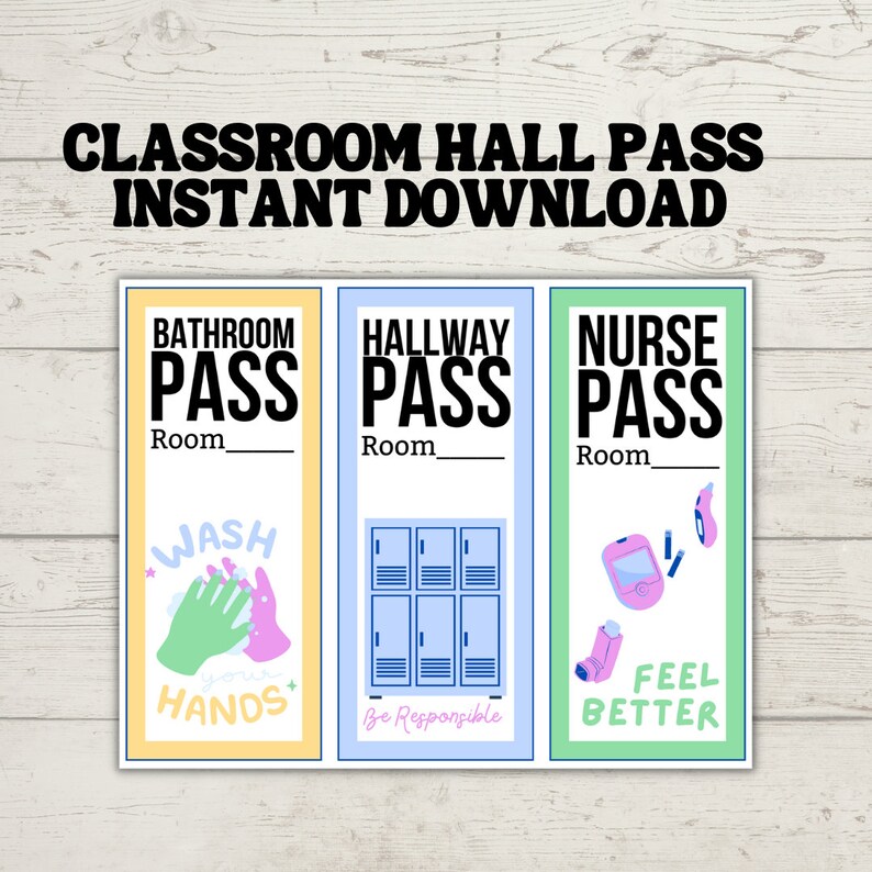 Student Hall Pass Instant Download PDF Teacher Resources - Etsy