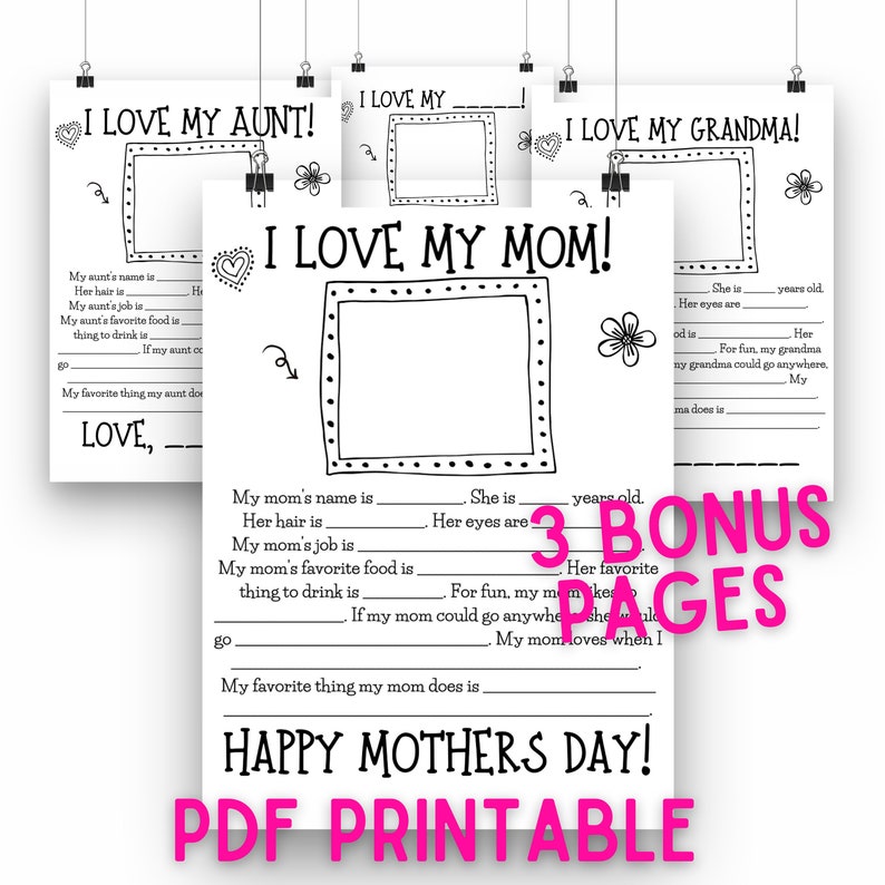 All About My Mom PDF Printable Mothers Day Worksheet for Kids - Etsy