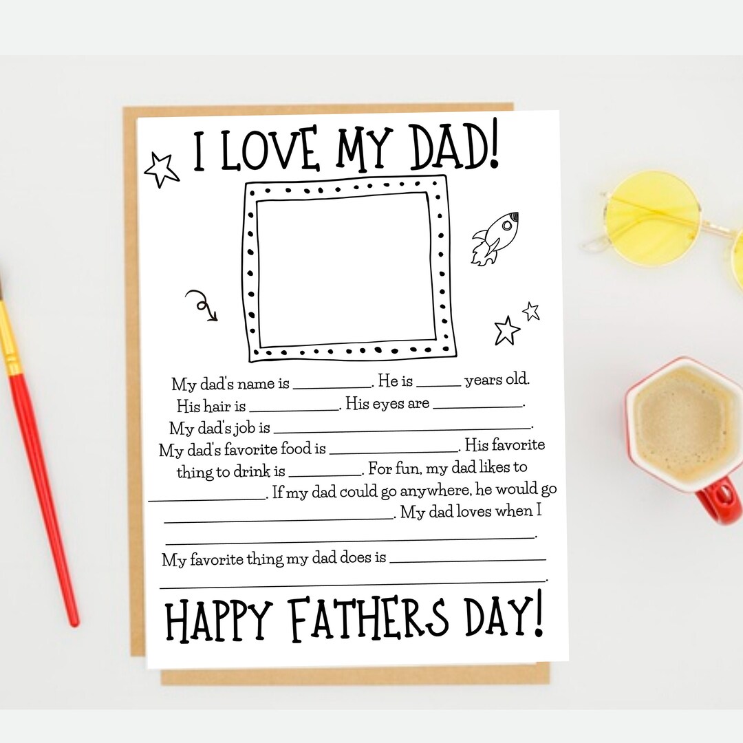 All About My Dad PDF Printable Fathers Day Worksheet for Kids - Papa ...