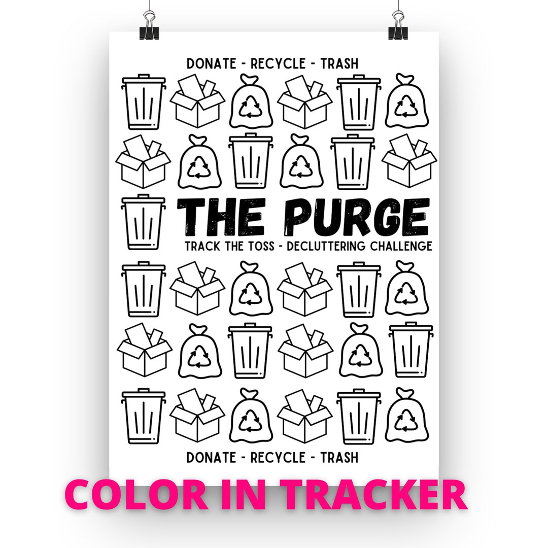 Decluttering Challenge Printable Tracker - Color in Cleaning Tracker ...