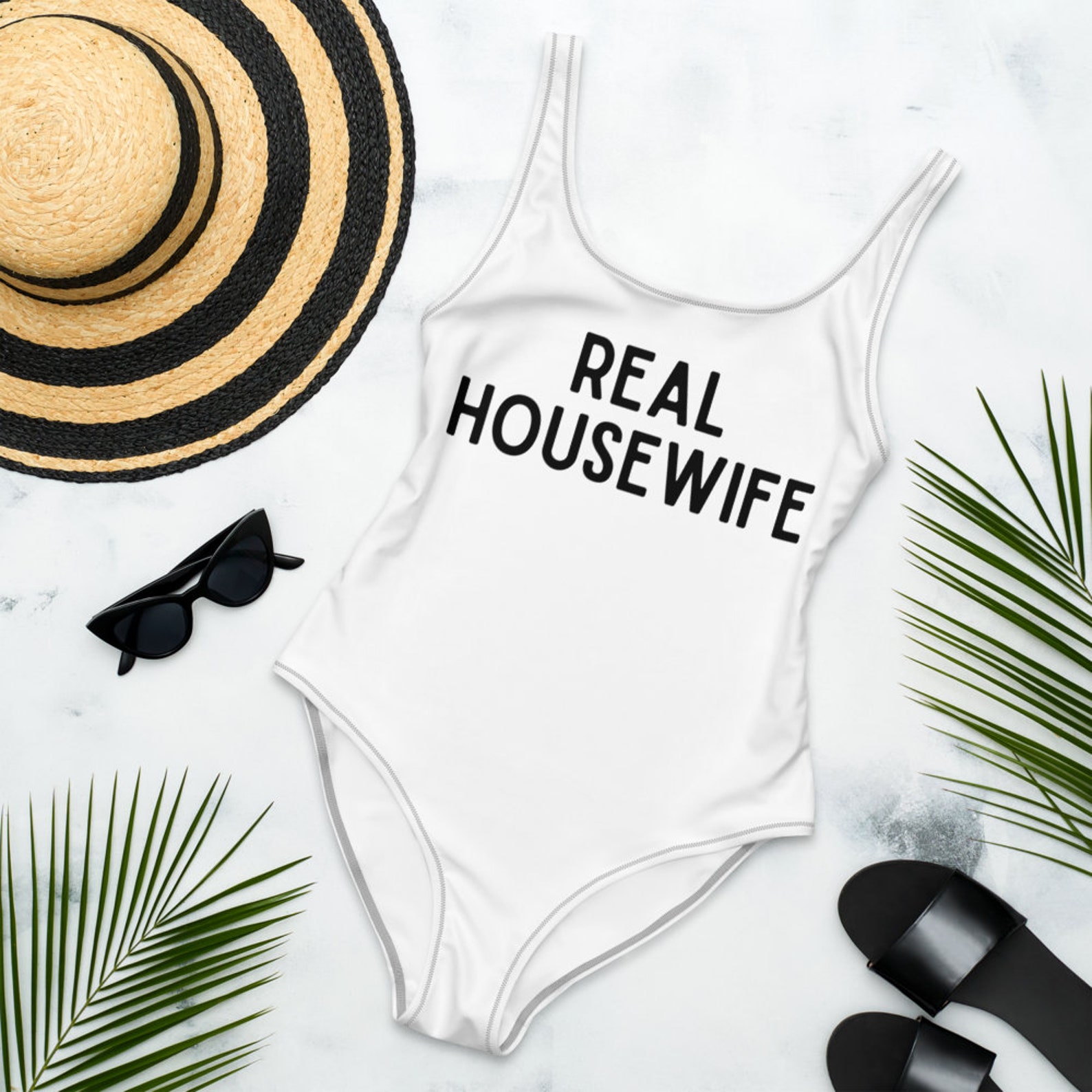 Real Housewife White One-piece Swimsuit Real Housewives - Etsy