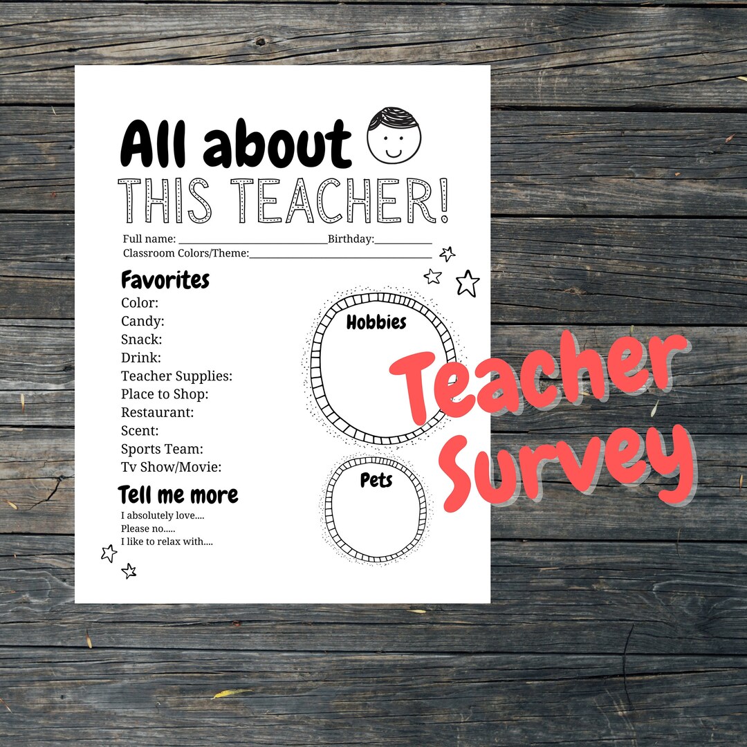 All About This Teacher Instant Download - Teacher Survey PTO Resources ...