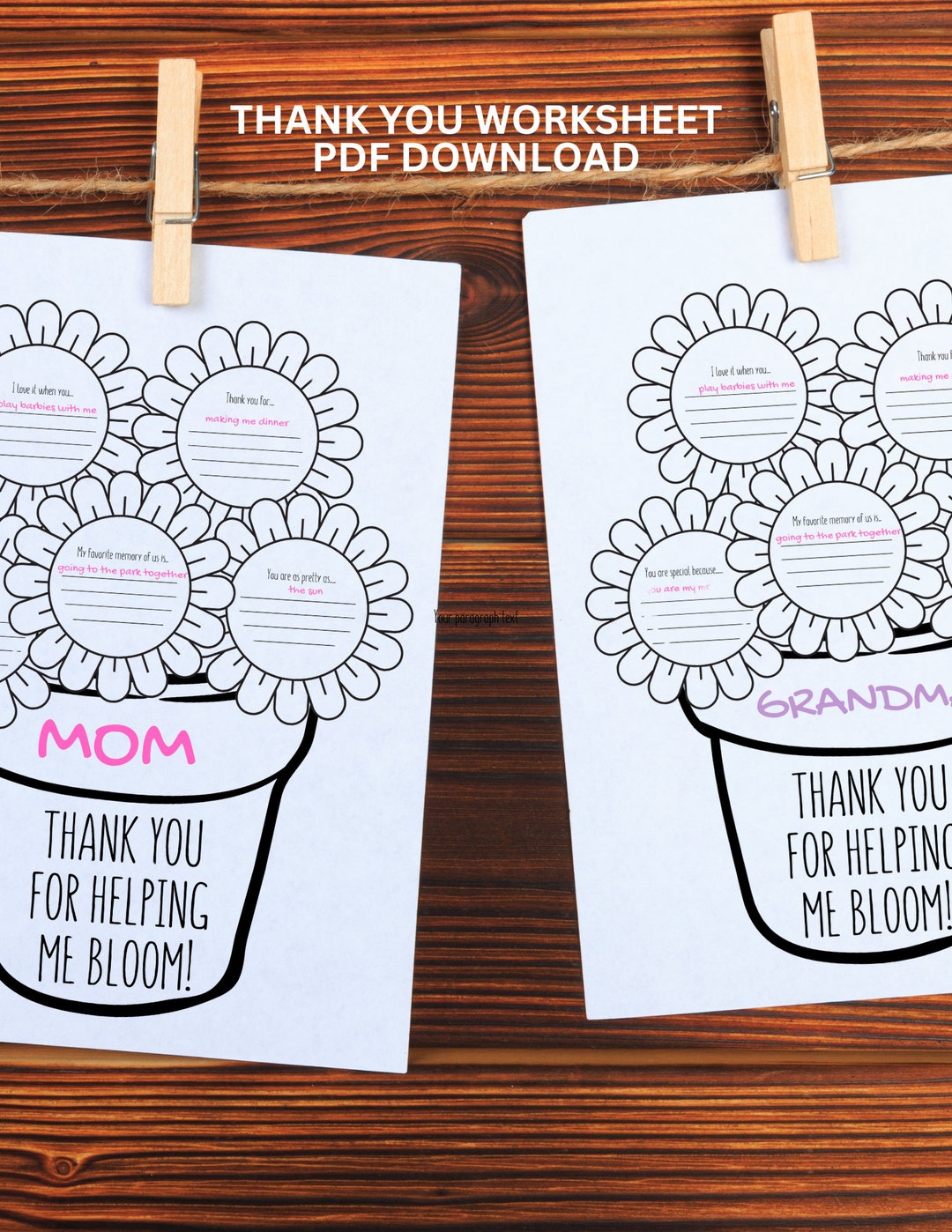 Thank You for Helping Me Bloom PDF for Kids - Grandma, Aunt Mothers Day ...