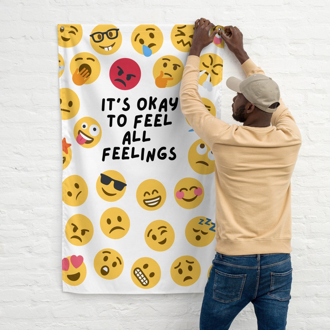 Emotions Flag - It's Okay to Feel All Feelings Indoor Fabric Wall Decor ...