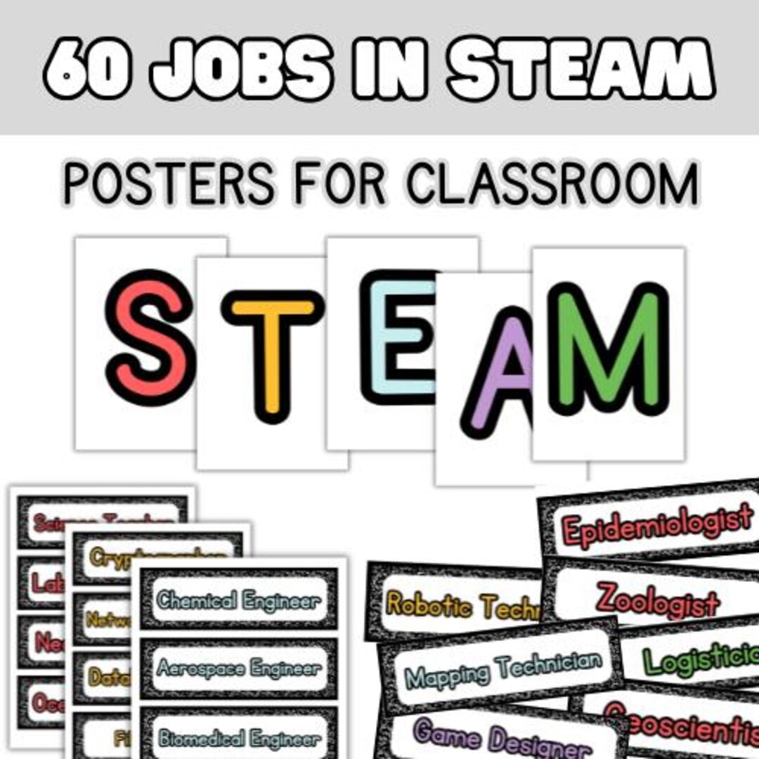 STEAM Jobs Classroom Bulletin Board Printable in Compositional Notebook ...