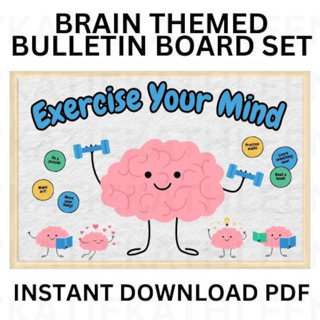 Exercise Your Mind Bulletin Board Decorations - School Hallway Printed ...