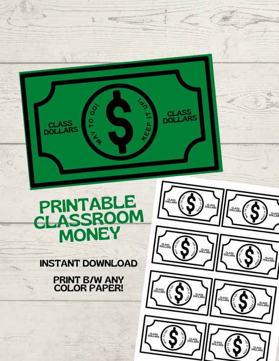 Classroom Money PDF Printable Easy Classroom Rewards Fake - Etsy