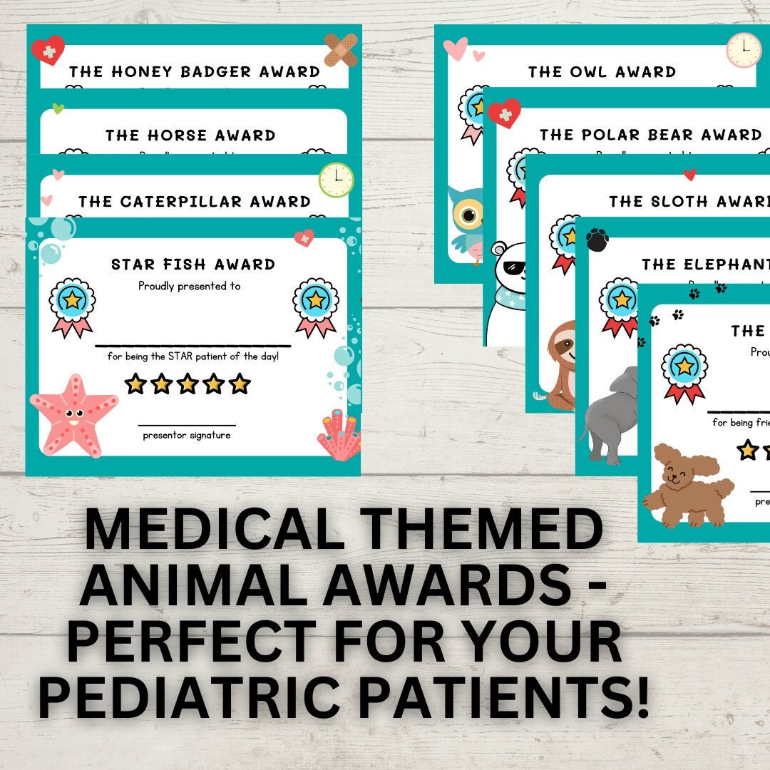 Animal Awards Certificates for Medical Child Patients - Children's ...