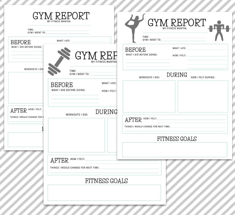 Fitness Tracker Gym Journal Pages Daily Gym Report Fitness - Etsy