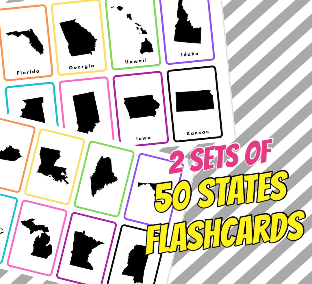 USA 50 State Flashcards - Geography Flashcards for Memory Game ...