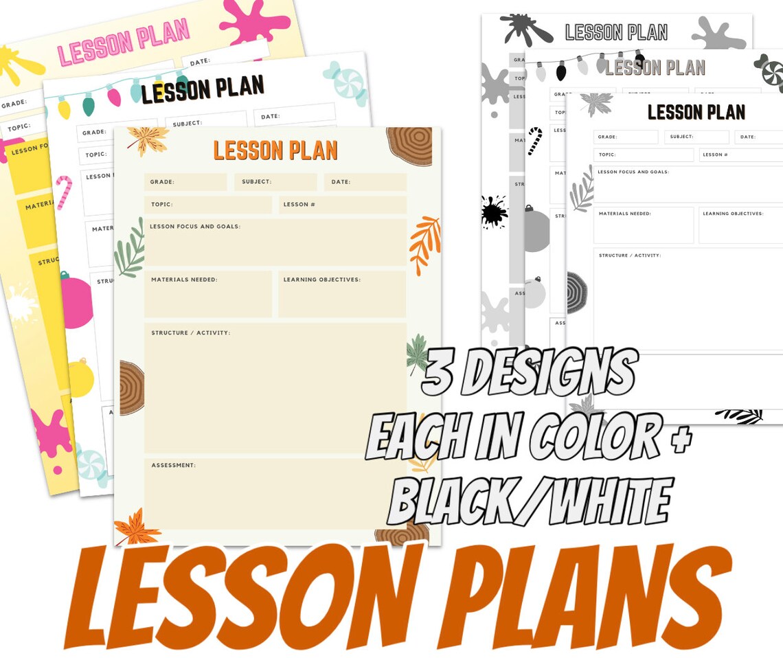 Set of 3 Teacher Lesson Planner Objective Planner Preschool - Etsy