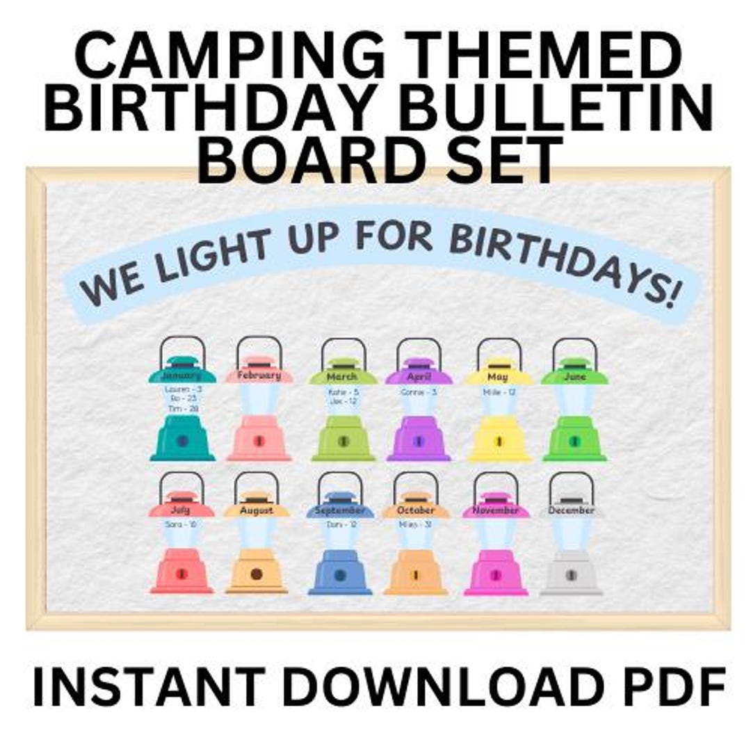Camping Themed Birthday Bulletin Board Decorations - Month Lantern ...